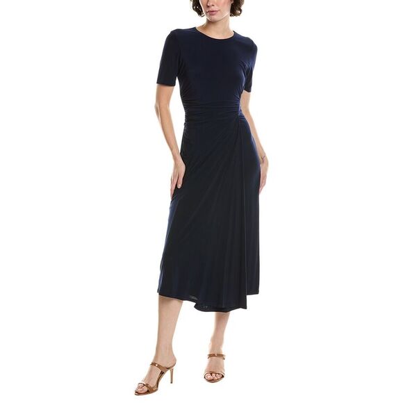 Maison Tara | Dresses | Maison Tara Womens Ruched Midi Dress Blue ...